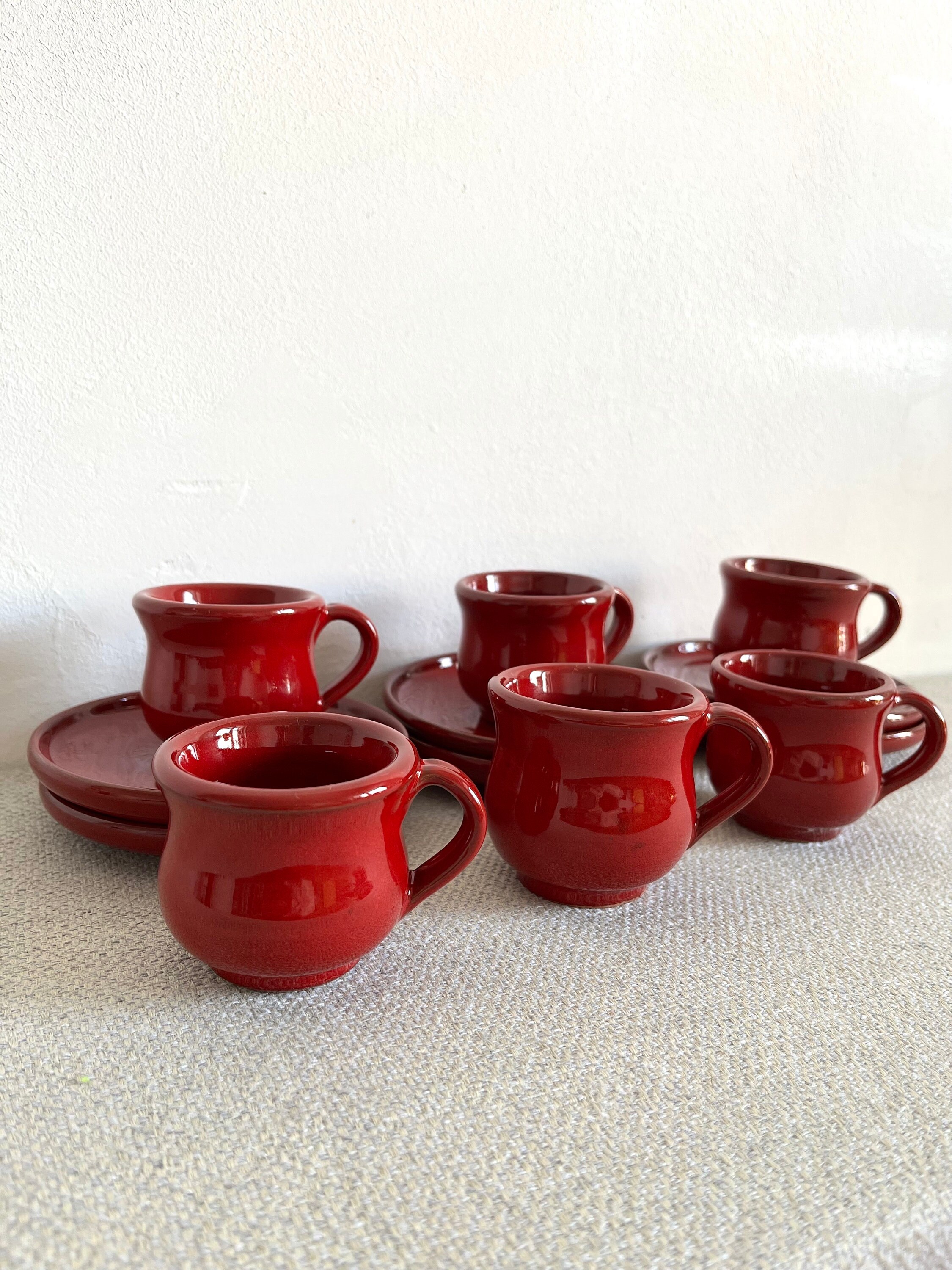 Red Cups, Espresso Cup Set, Red Espresso Cup Set, Made in Italy - Etsy