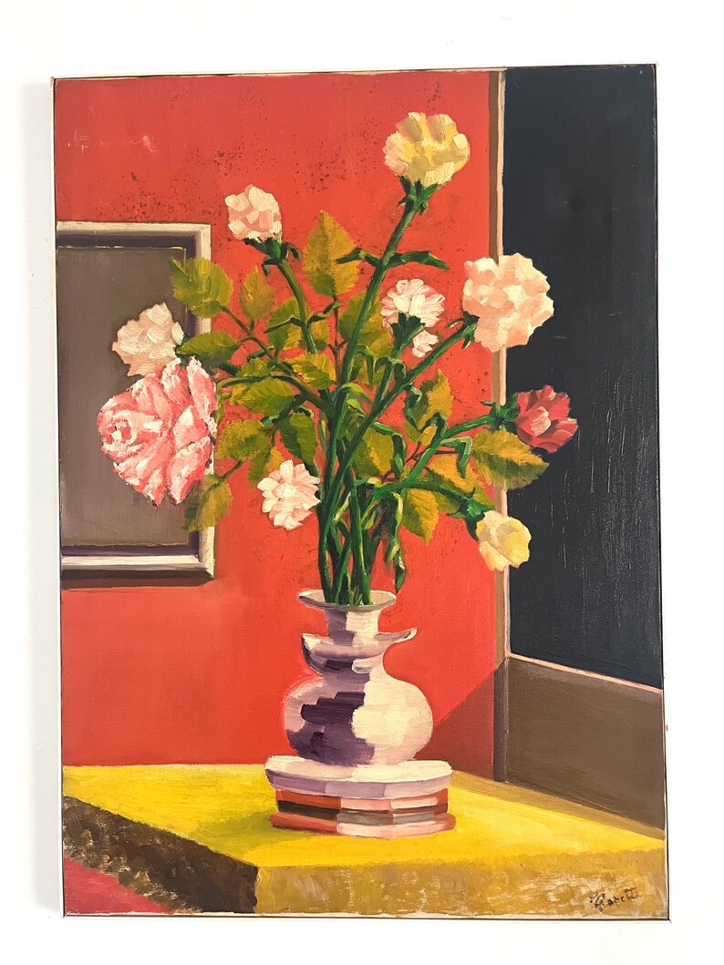 Vintage 1970s Acrylic Still Life – Signed Original Floral Painting ...
