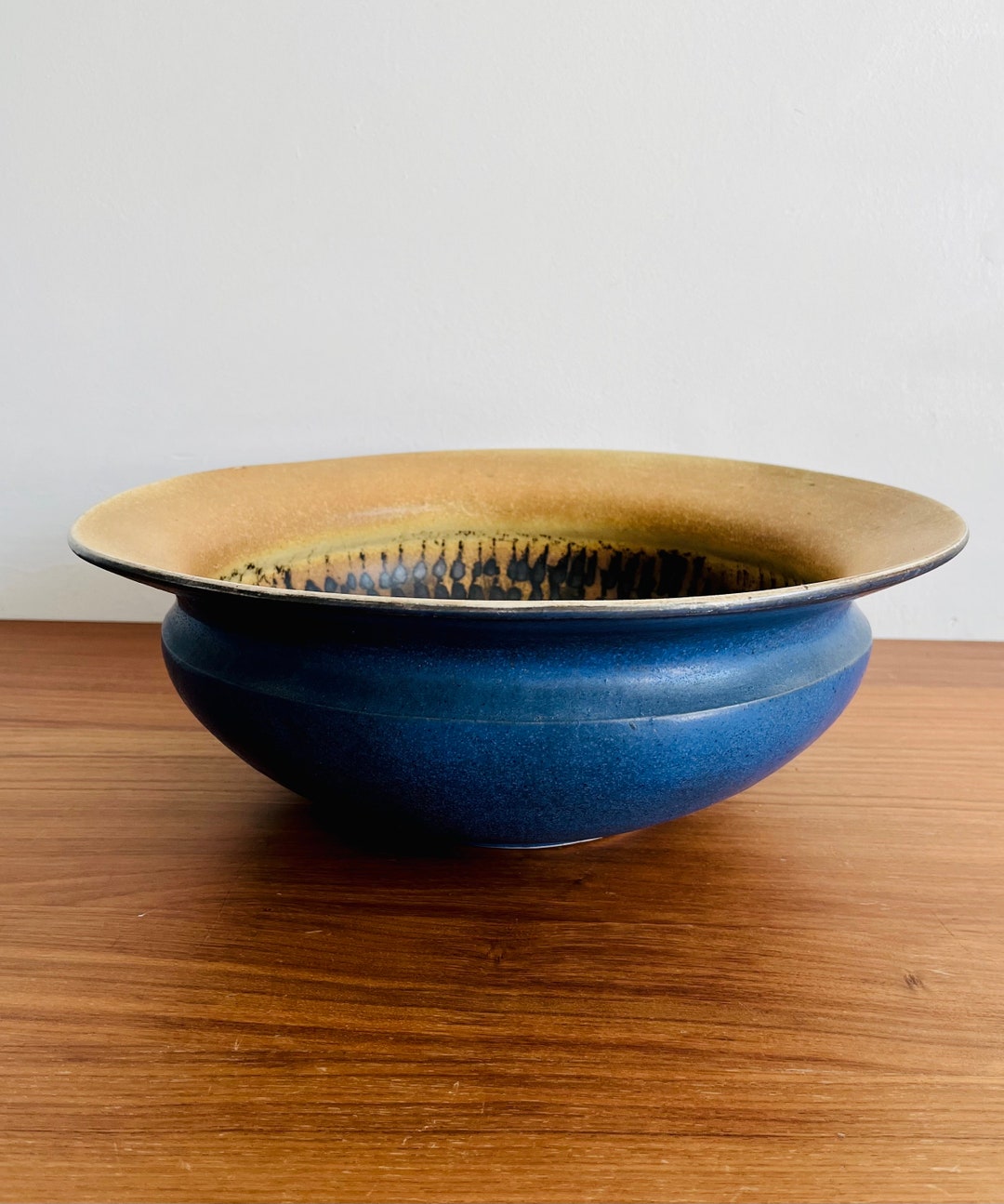 Large Studio Pottery Piece, Italian Hand Made Bowl, Large Blue ...