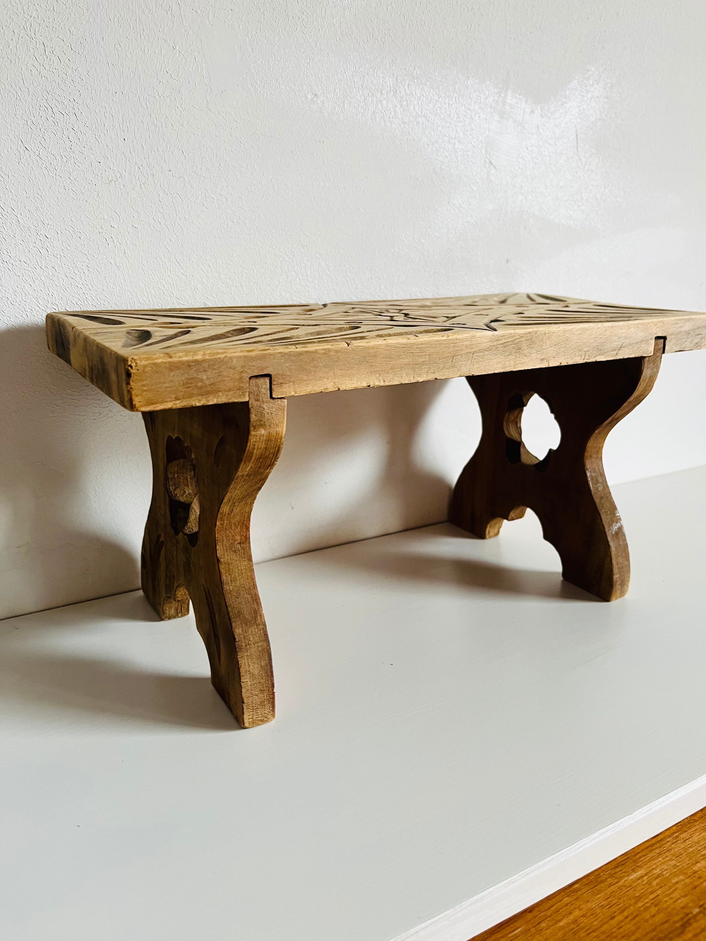 Small Wooden Footstool, Hand Carved Foot Stool, Small Wooden Stool - Etsy