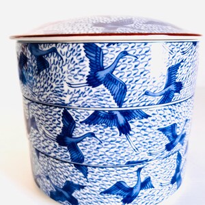 Japanese Porcelain Tiered Box, Porcelain Bento Box, Porcelain Container ...
