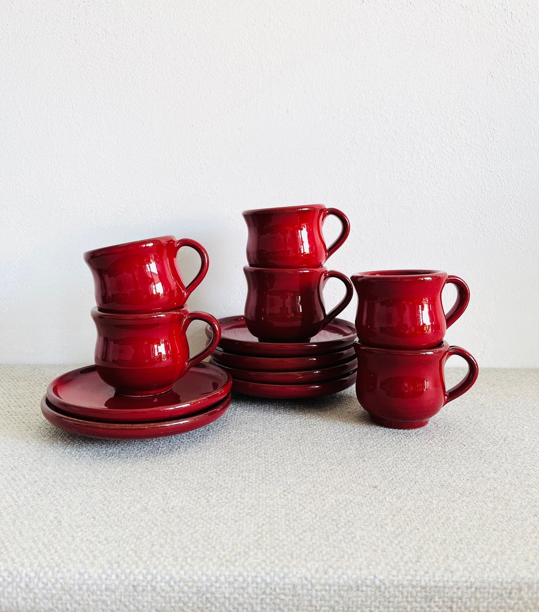 Red Cups, Espresso Cup Set, Red Espresso Cup Set, Made in Italy - Etsy