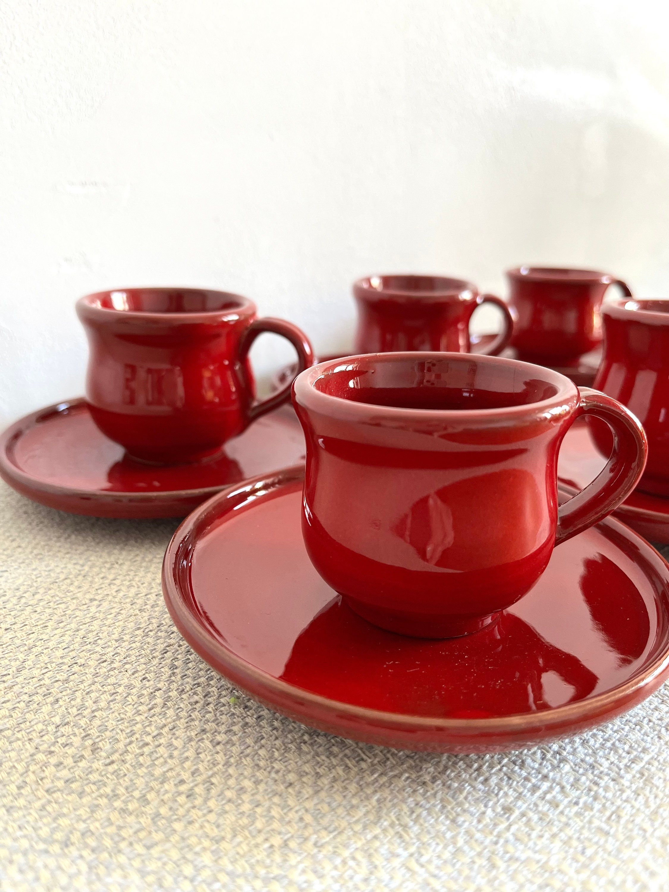 Red Cups, Espresso Cup Set, Red Espresso Cup Set, Made in Italy - Etsy