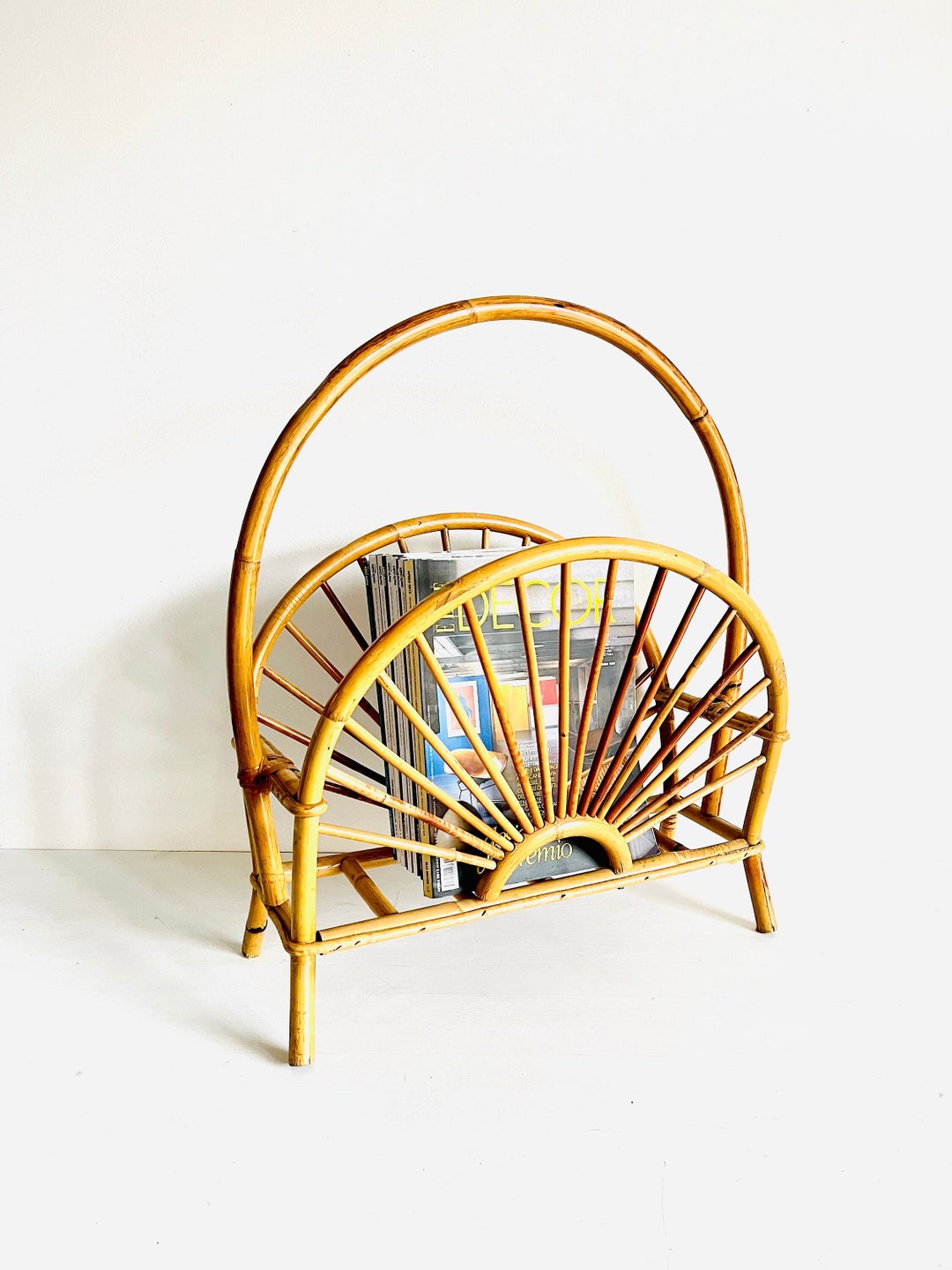 Bamboo Magazine Rack Pencil Reed Magazine Rack Mid-century - Etsy