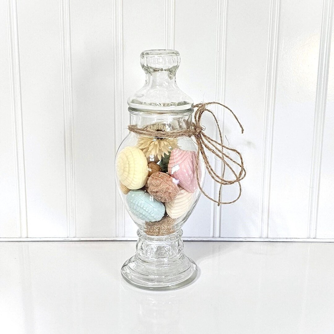 Vintage Apothecary Jar With Seashell Soaps, Vintage Bathroom Decor ...