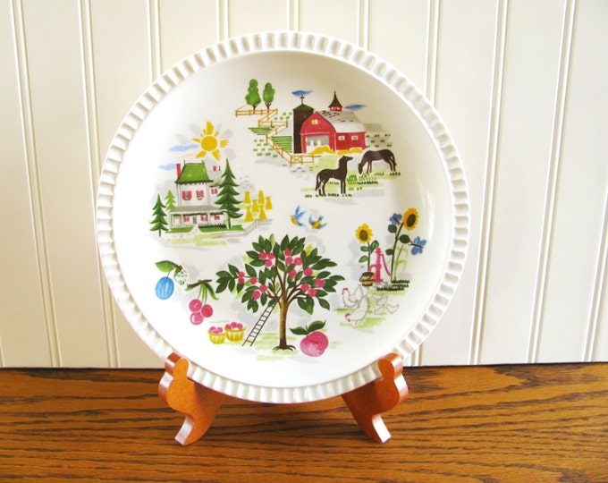 Vintage Farm House Kitchen Plate Apple Plate Country Chic Apple Farm ...