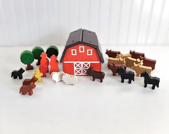 Vintage Wood Farm Set, Wooden Barn Blocks, Children's Barn Set, Brio ...