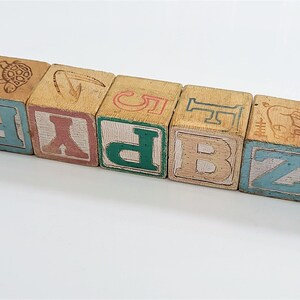 Vintage Block Welcome Sign, Alphabet Blocks, Wood Welcome Sign, Primary ...