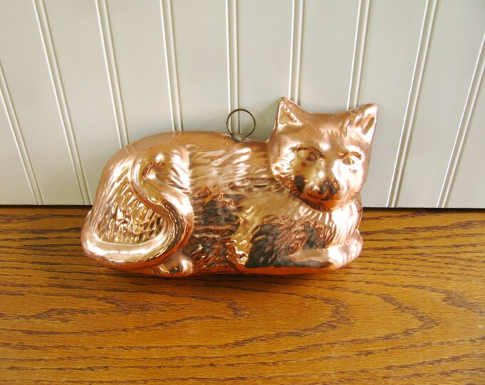 Vintage Copper Cat Mold Copper Wall Hanging Cat Wall Hanging Cat Cake ...