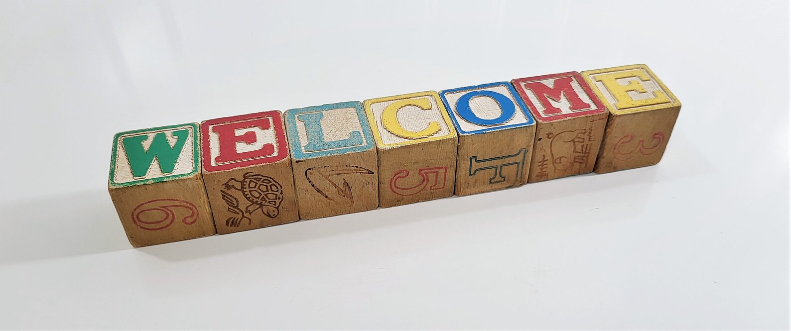 Vintage Block Welcome Sign Alphabet Blocks Wood Welcome - Etsy