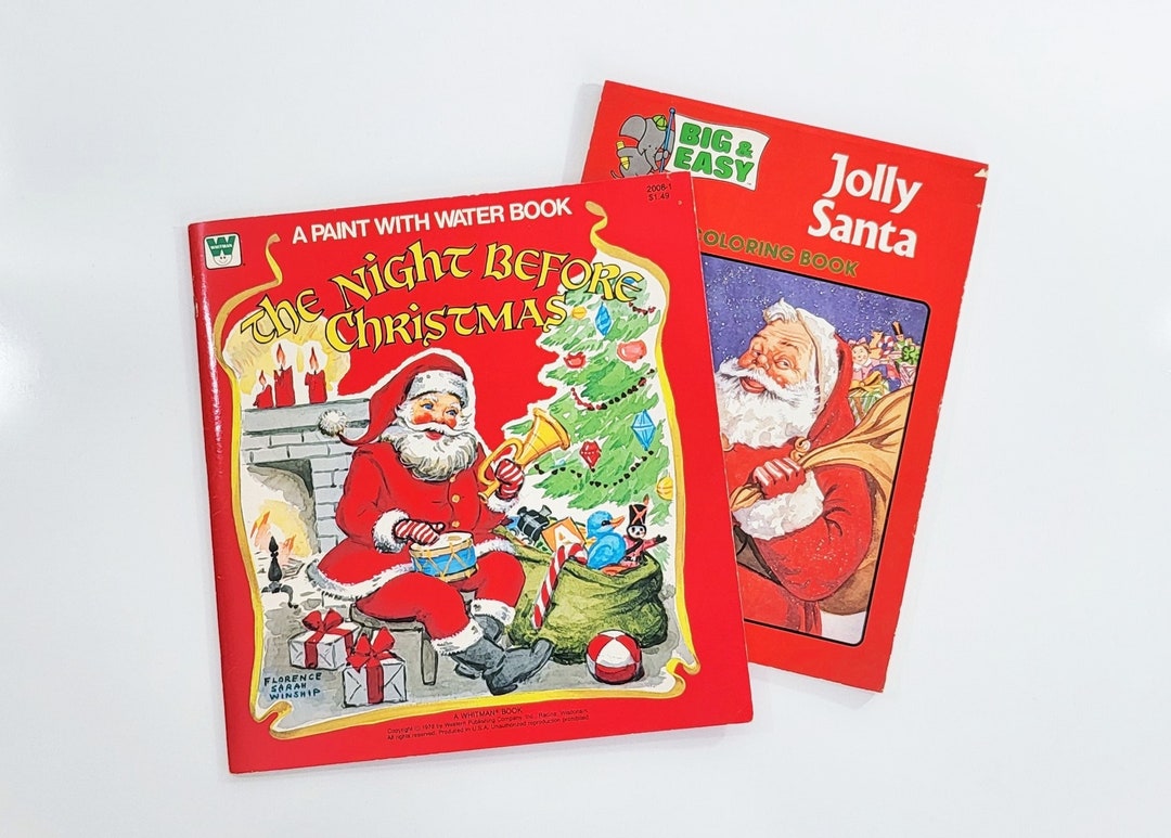 Vintage Christmas Coloring Book, Christmas Painting, the Night Before ...