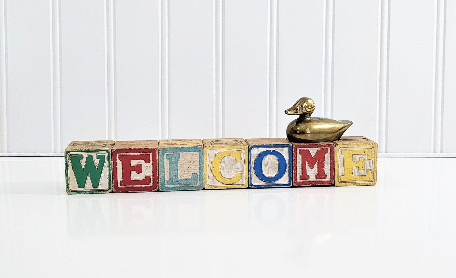 Vintage Block Welcome Sign Alphabet Blocks Wood Welcome - Etsy