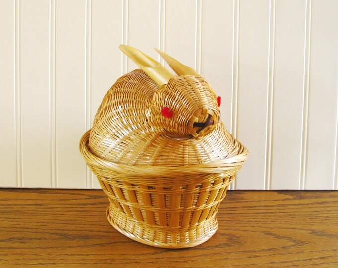 Vintage Wicker Rabbit Basket Wicker Bunny Basket Easter Basket Animal ...