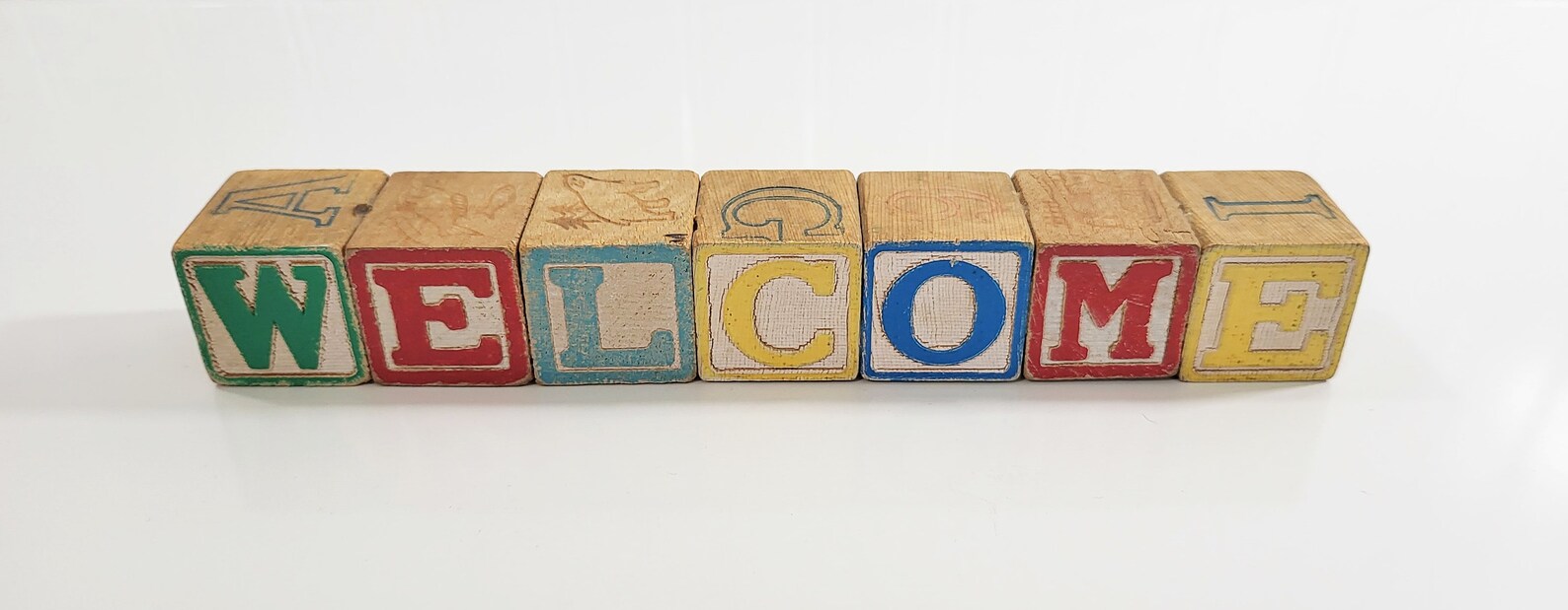 Vintage Block Welcome Sign Alphabet Blocks Wood Welcome - Etsy