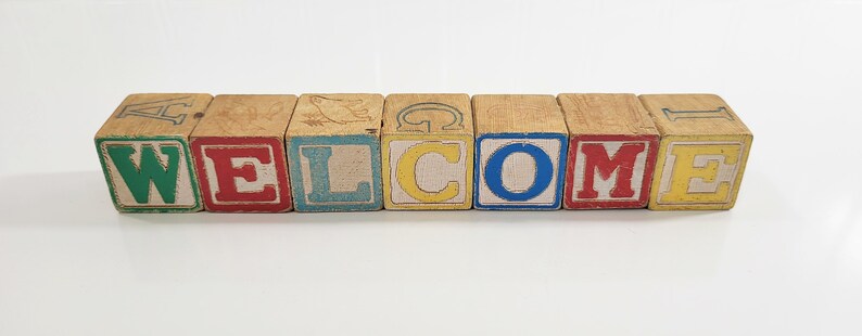 Vintage Block Welcome Sign Alphabet Blocks Wood Welcome - Etsy