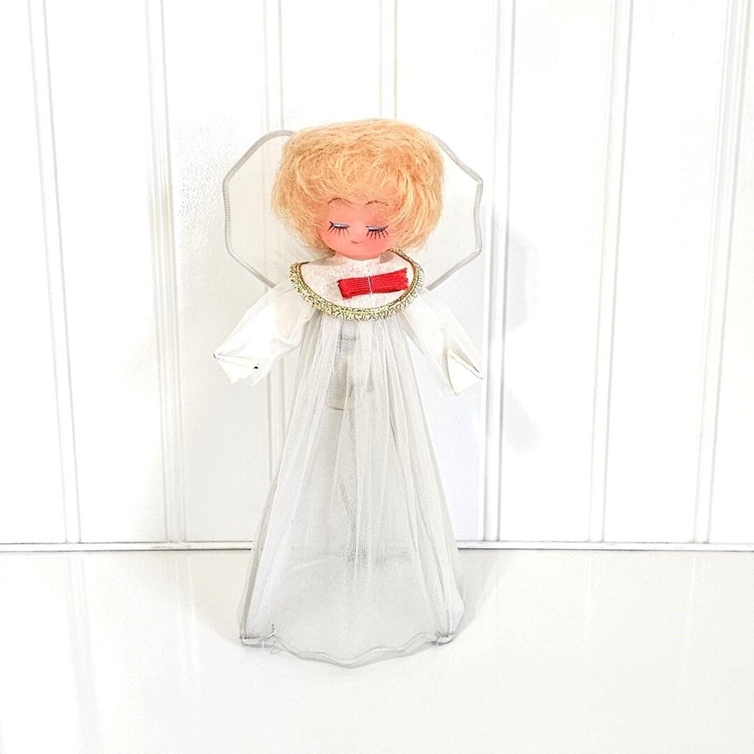 Vintage White Angel Tree Topper, Wire Angel Ornament, Kitschy Christmas ...