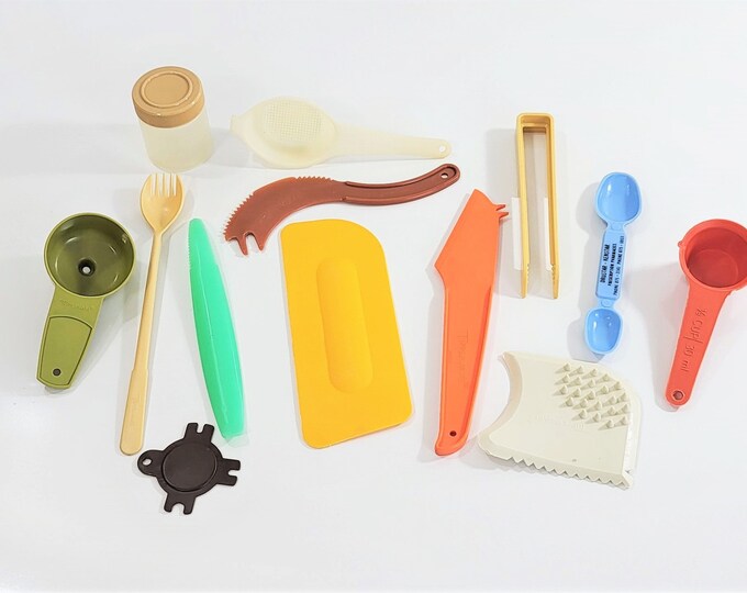 Vintage Lot of 13 Tupperware Utensils, Tupperware Gadgets Plastic ...