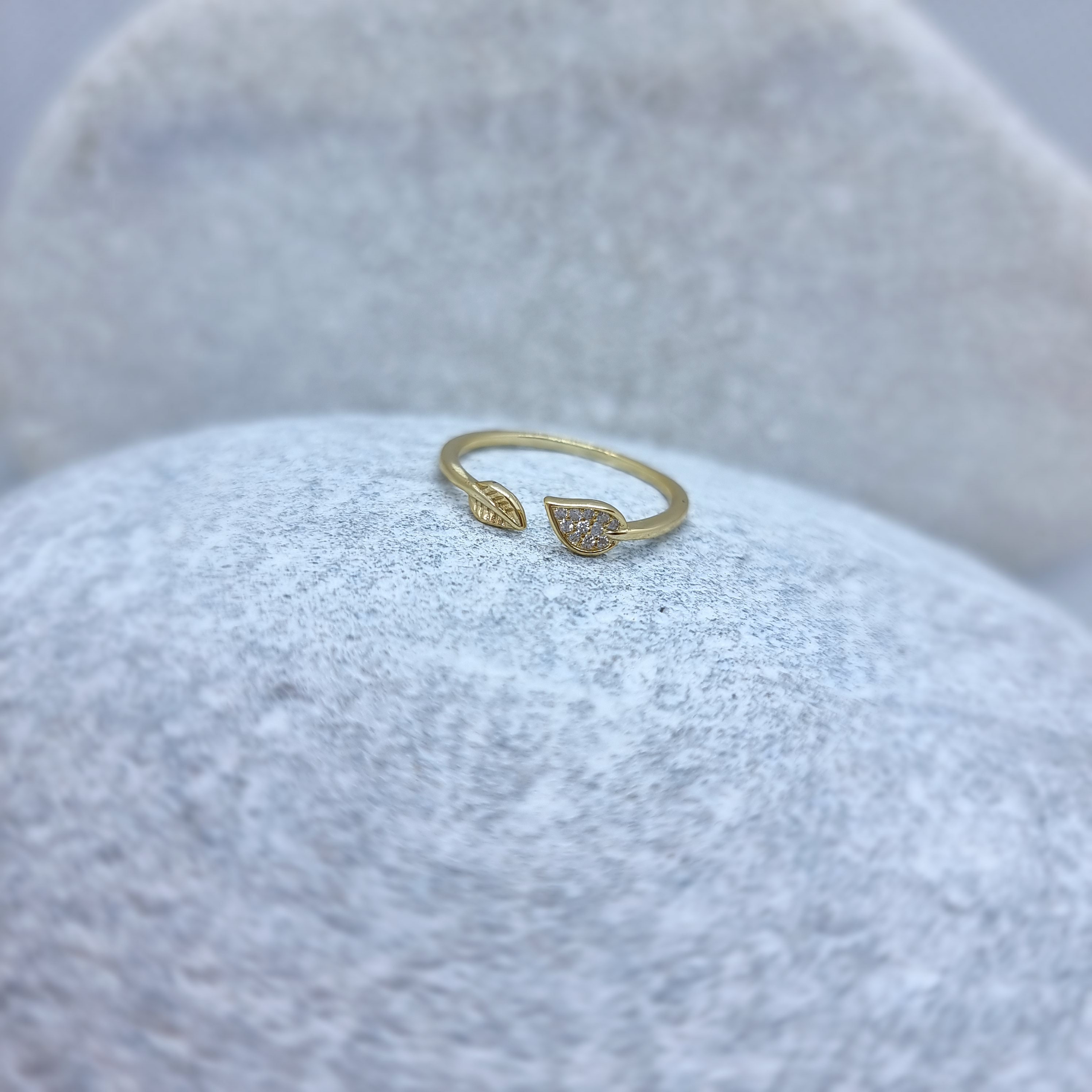Modern Leaf Thin Open Ring. Zirconia Ring. 925 Sterling Silver - Etsy UK