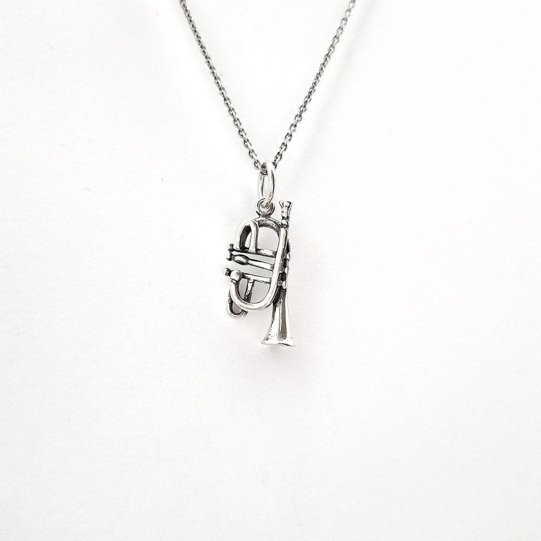 Silver Trumpet Cornet Pendant . 925 Sterling Silver. - Etsy