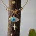 14K Gold Greek Evil Eye & Cross Pendant. 14K Solid Yellow Gold. Two ...