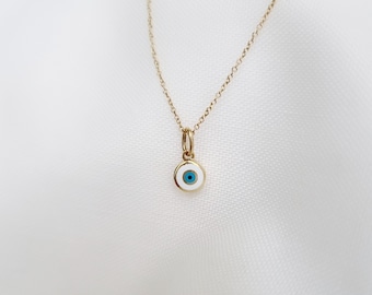 14K Gold Greek Evil Eye Pendant. 14K Yellow Solid Gold.blue Murano ...