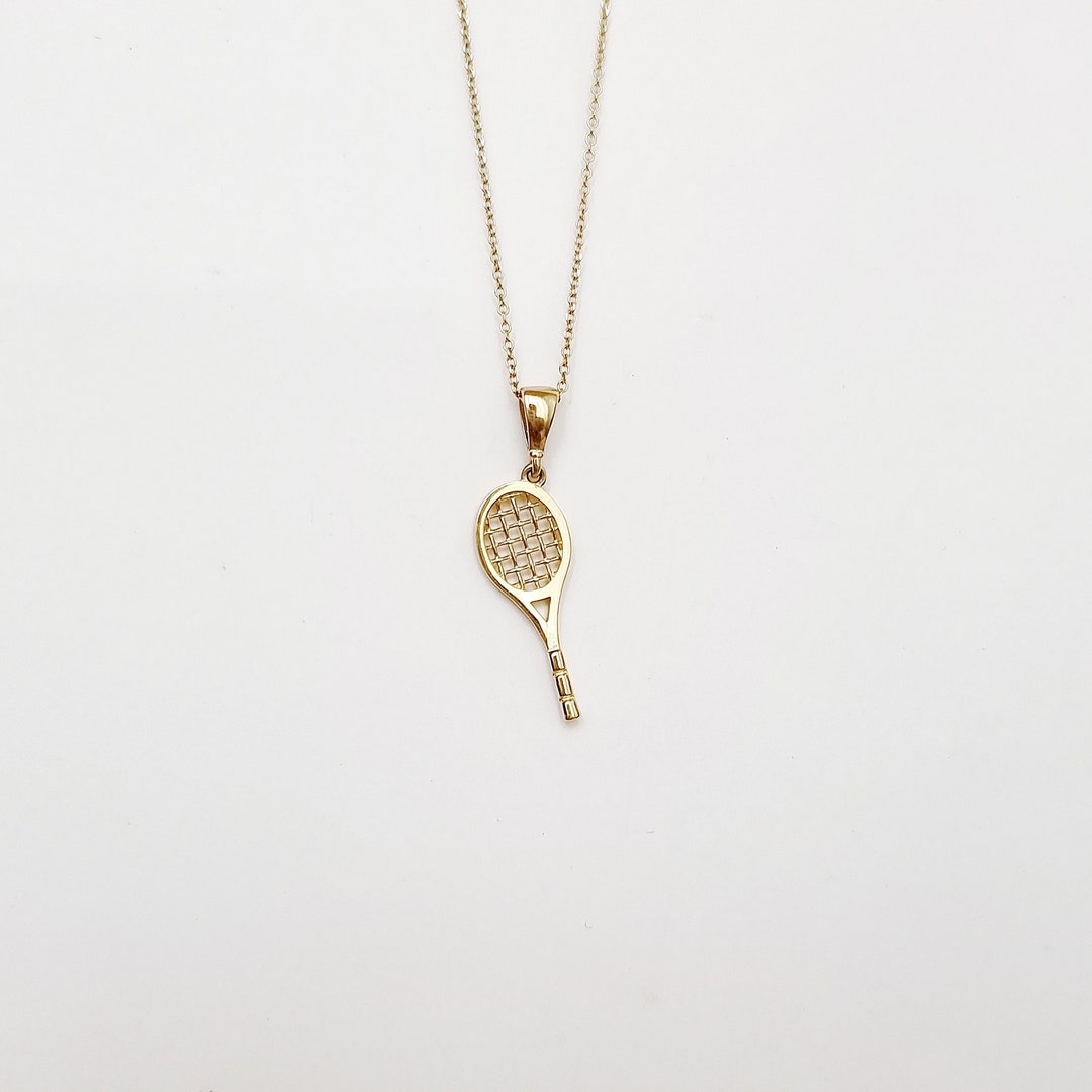 14K Gold Tennis Racket Pendant. 14K Yellow Solid Gold. No Chain. - Etsy