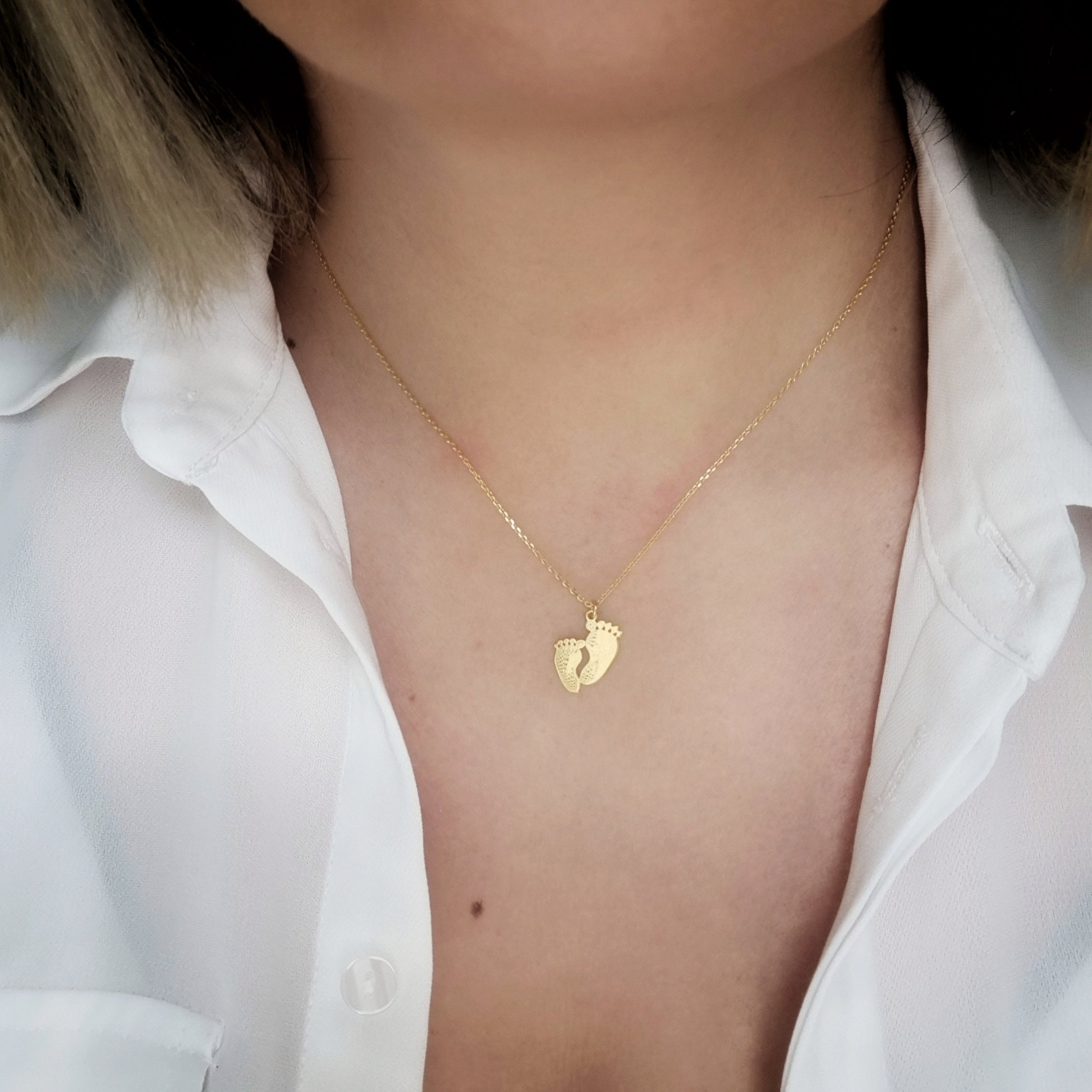 Baby Feet Pendant Chain Necklace. 925 Sterling Silver. 925 | Etsy