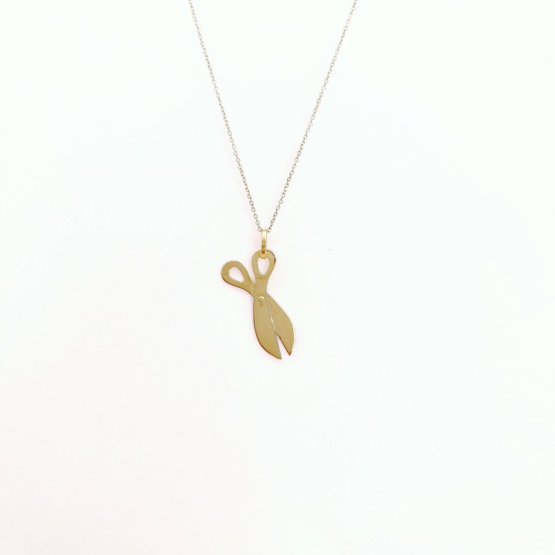 14K Yellow Gold Moving Scissor Pendant: Hairdresser Barber Charm - Etsy