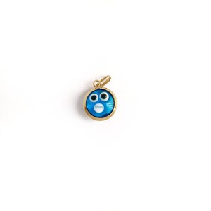 14K Yellow Solid Gold Kissing Face Greek Eye Necklace Pendant. - Etsy