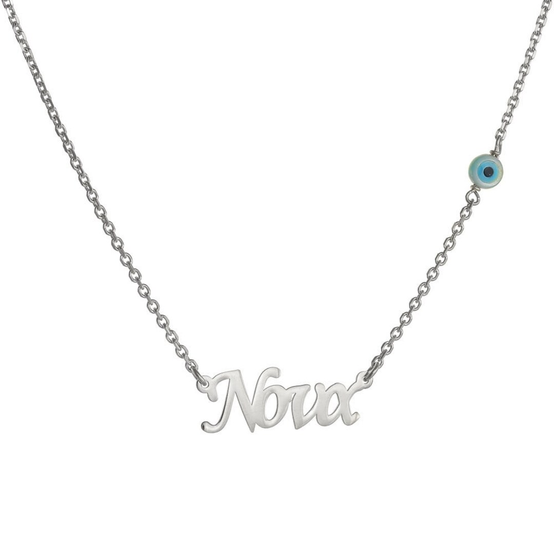 White Evil Eye Nona Godmother Pendant Chain Necklace. 925 Sterling ...