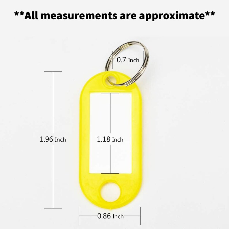 10 Ct Plastic Key Tags, Split Ring ID Tags, Easy to Label Name Tags ...