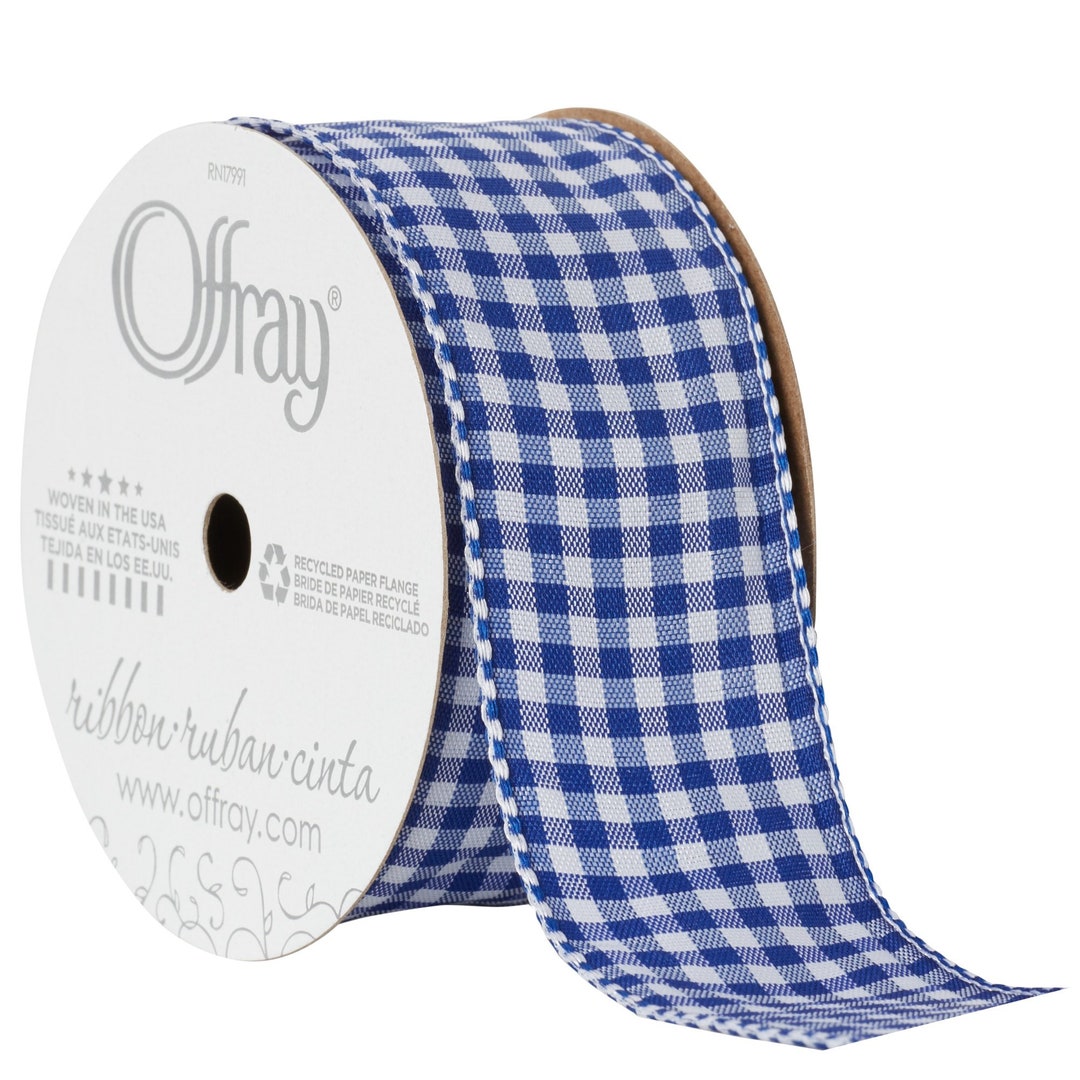 Royal Blue Gingham Ribbon, Baby Showers, 1.5 in X 9 Ft Spool, Offray ...