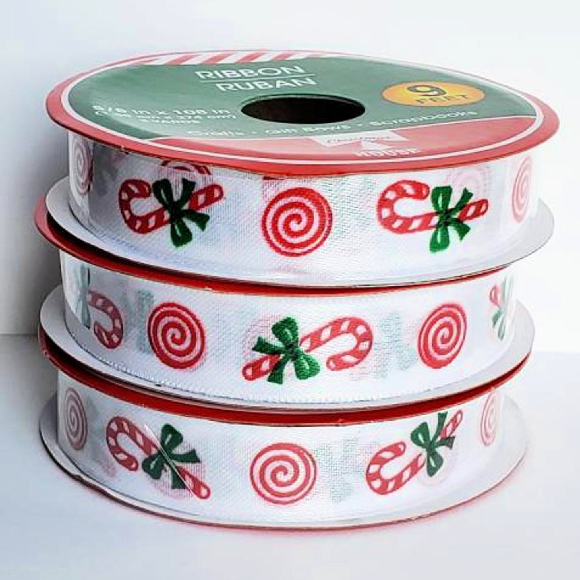 Candy Cane Ribbon, Holiday Ribbon, Christmas Ribbon, 100% Polyster ...