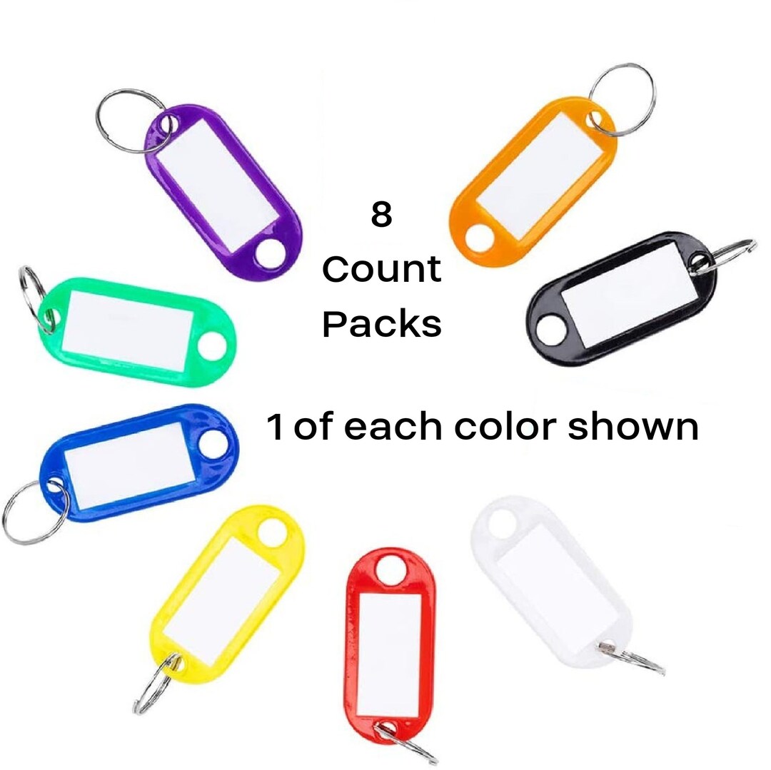 8 Ct Plastic Key Tags Split Ring ID Tags Easy to Label Name - Etsy
