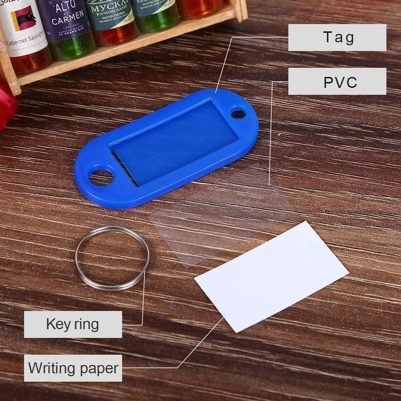 10 Ct Plastic Key Tags, Split Ring ID Tags, Easy to Label Name Tags ...