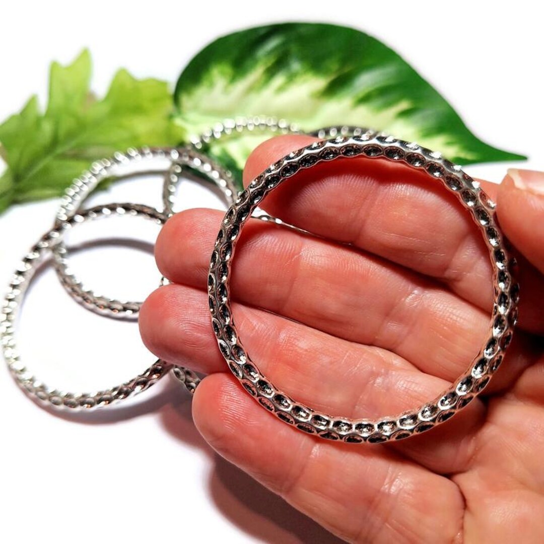 LARGE Dimpled Ring Connector 54x4mm, Antiqued Silver Pewter Round ...