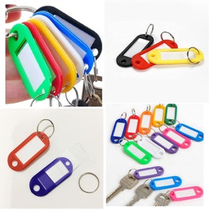 10 Ct Plastic Key Tags, Split Ring ID Tags, Easy to Label Name Tags ...