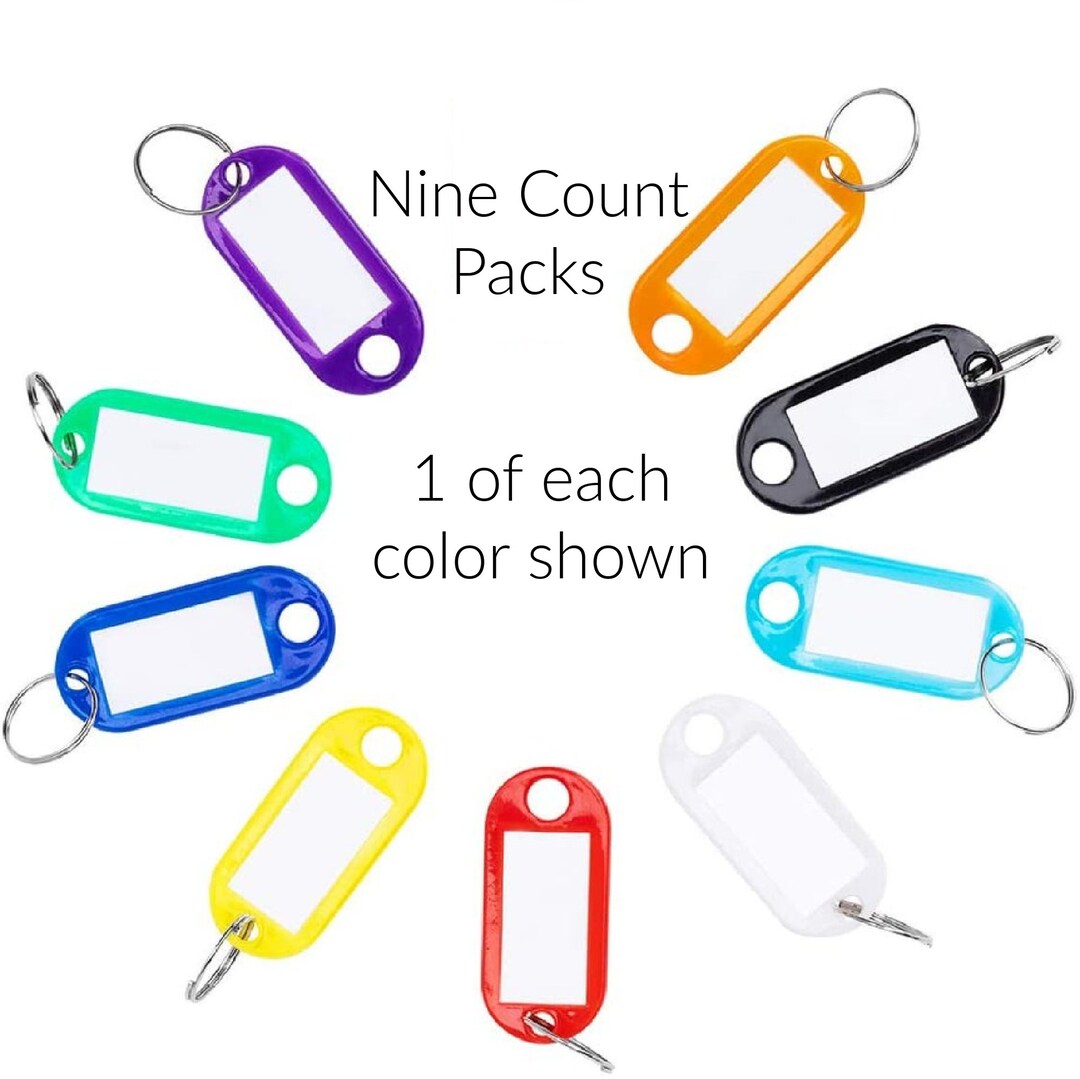 9 ct Plastic Key Tags, Split Ring ID tags, Easy to Label Name Tags ...