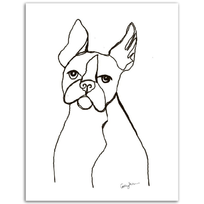 Boston Terrier, Dog Outline, Single Line Art, Dog Sketch, One Line ...