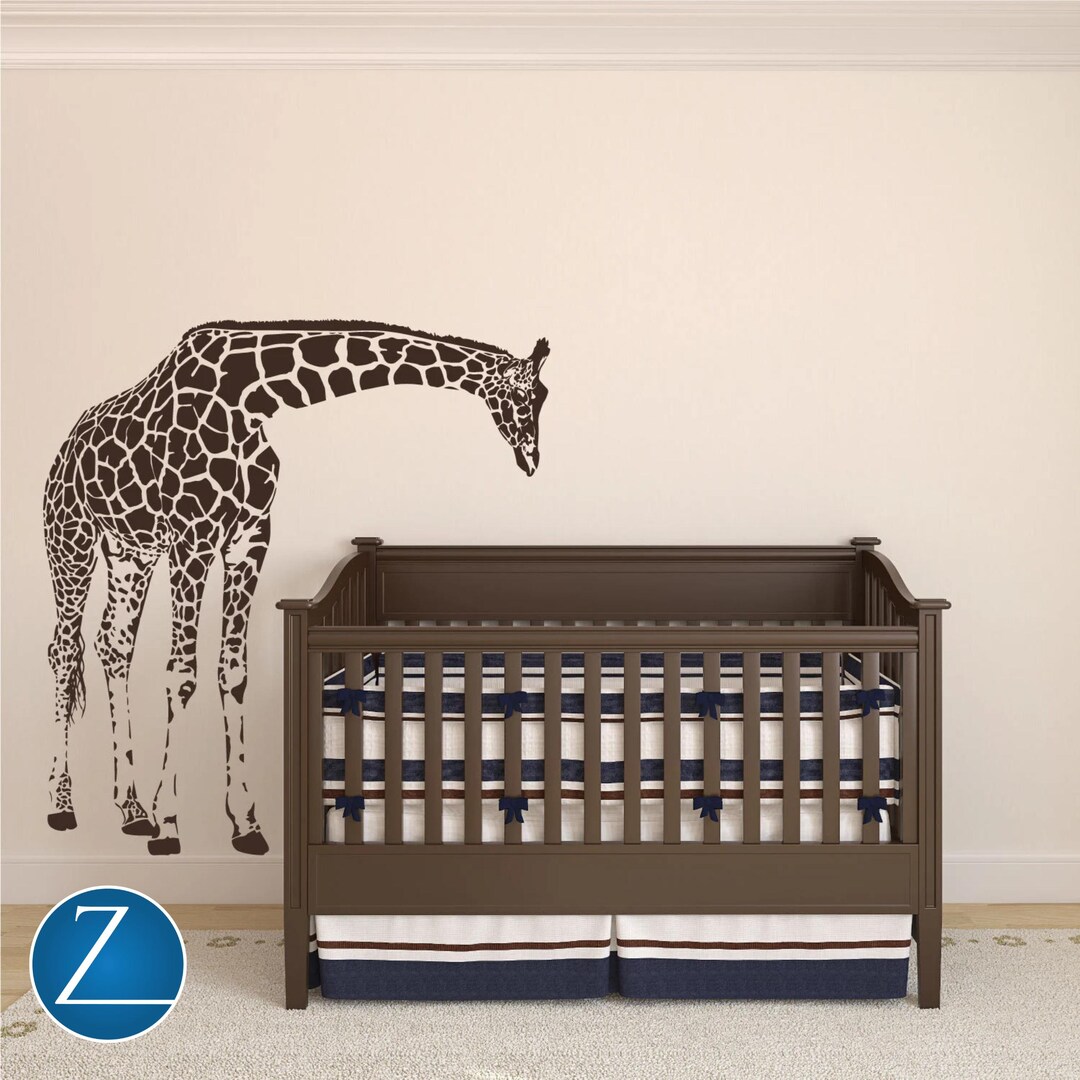Giraffe Wall Decal for Nursery | Large Safari Animal Vinyl Sticker for ...