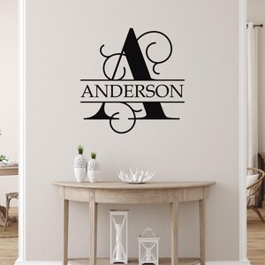 Family Monogram Decal, Personalized Wall Decal, Custom Family Name Sign ...