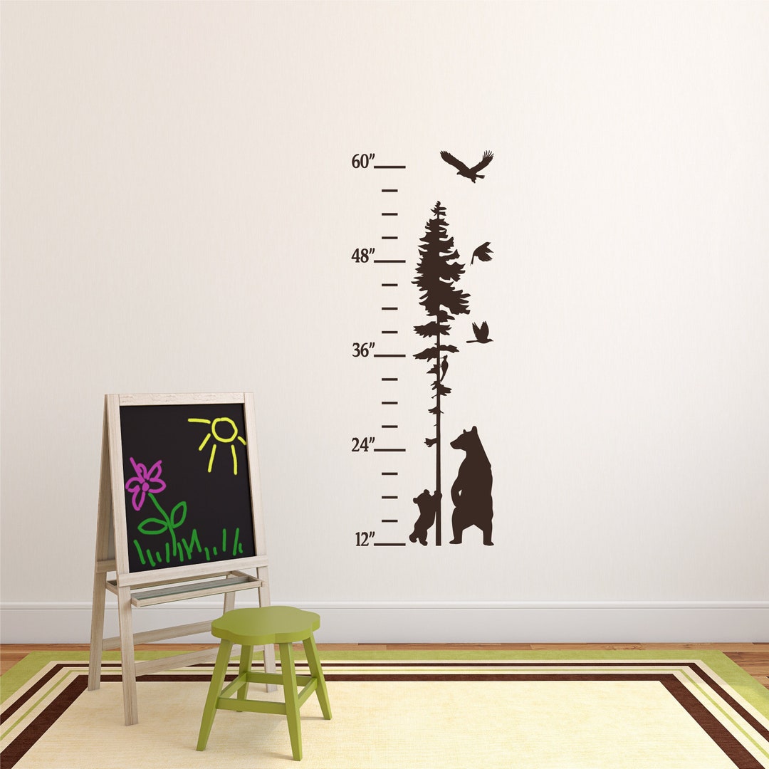 Forest Growth Chart Wall Height Chart Bear Tree Eagle Nursery Kids Wall ...