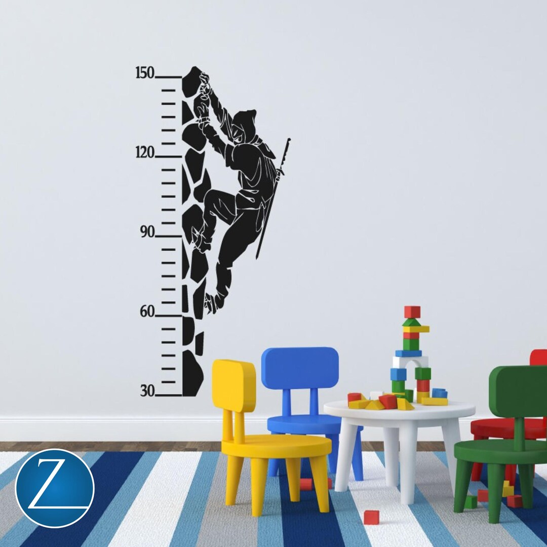 Ninja Growth Chart Wall Decal – Kids Height Ruler in Inches ...