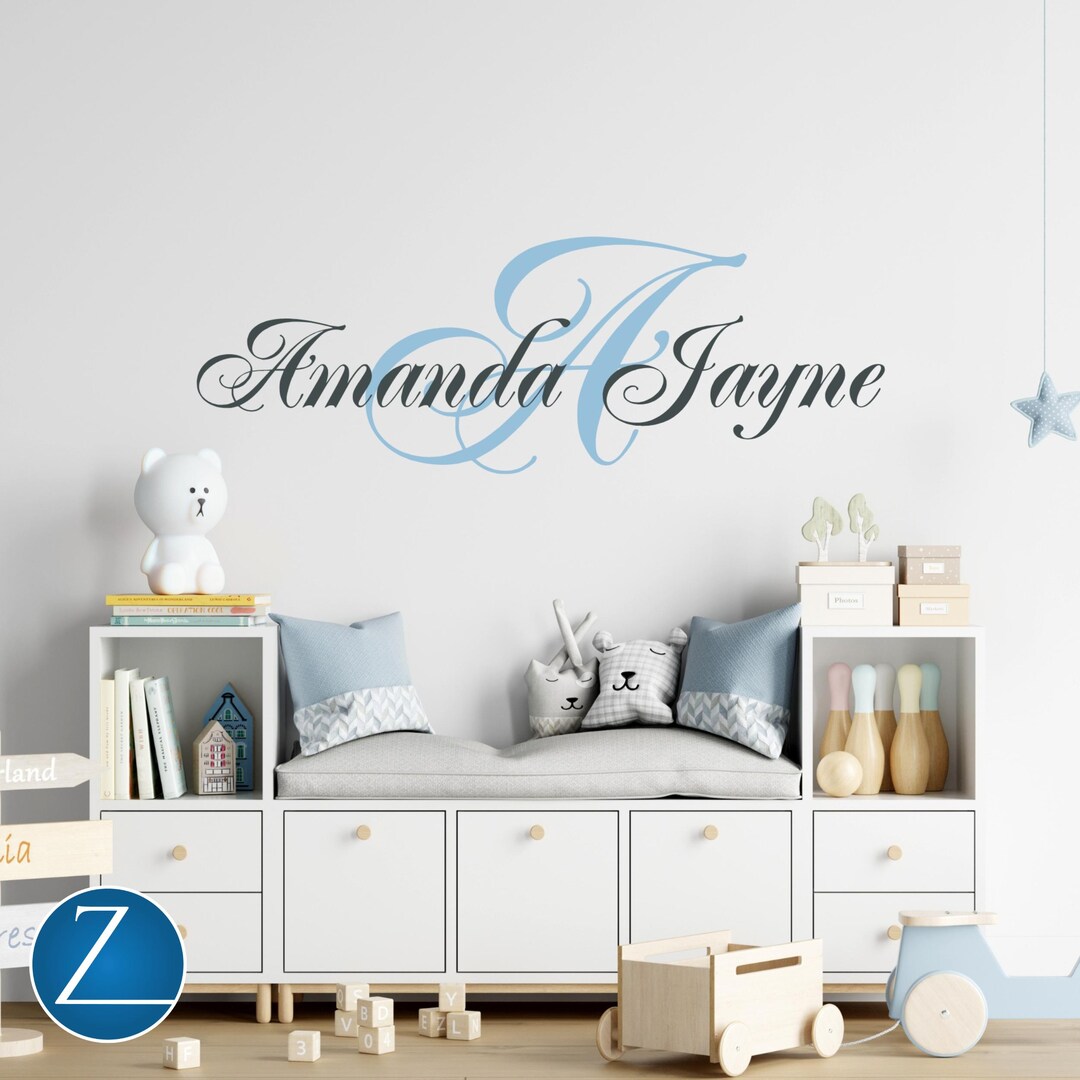 Personalized Name and Initial Wall Decal – Elegant Vinyl Monogram for ...