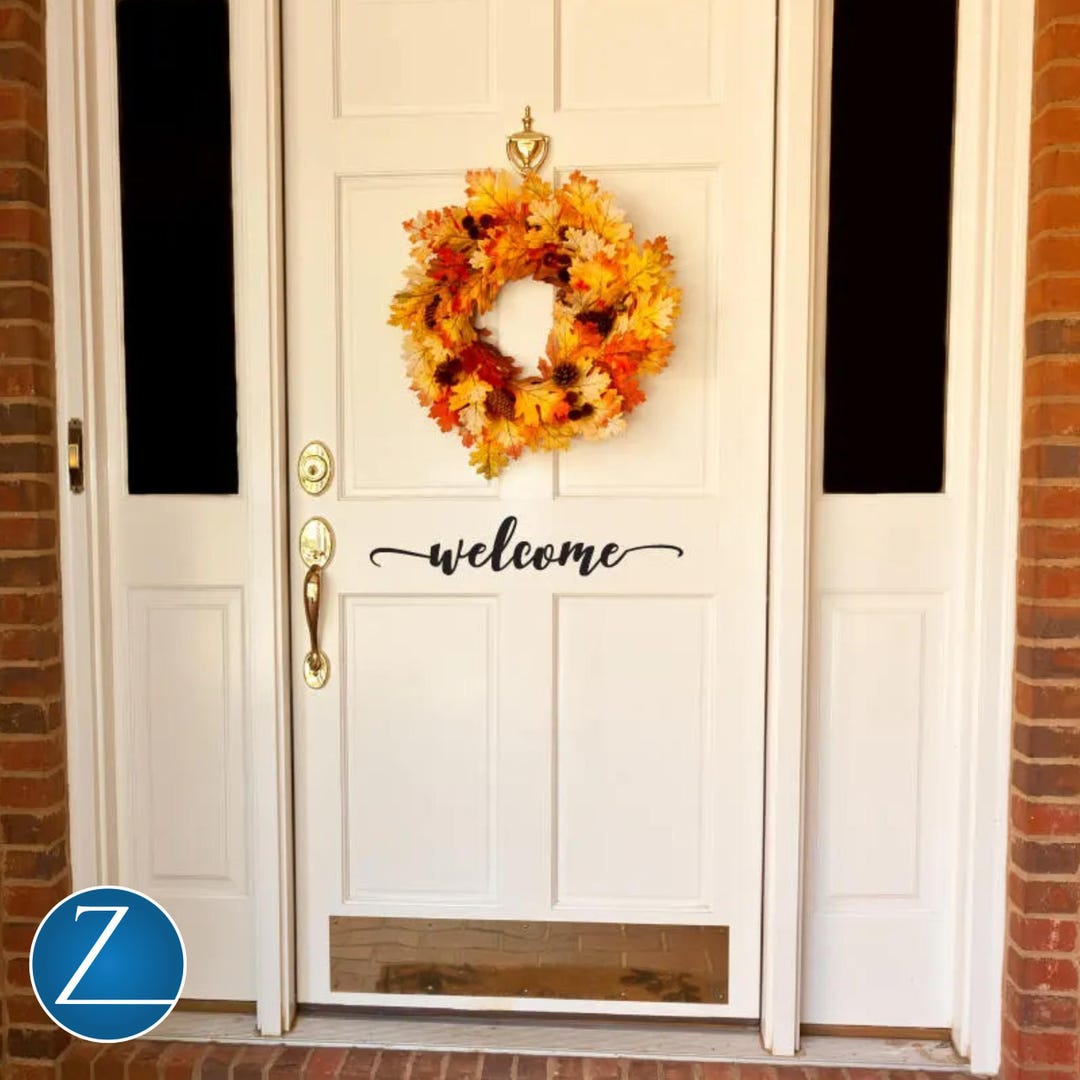 Welcome Front Door Decal – Script Vinyl Entryway Sticker - Etsy