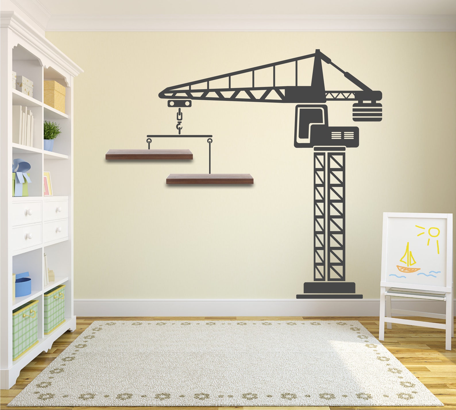 Construction Crane Wall Art Decor Crane Themed Decal D00582 | Etsy