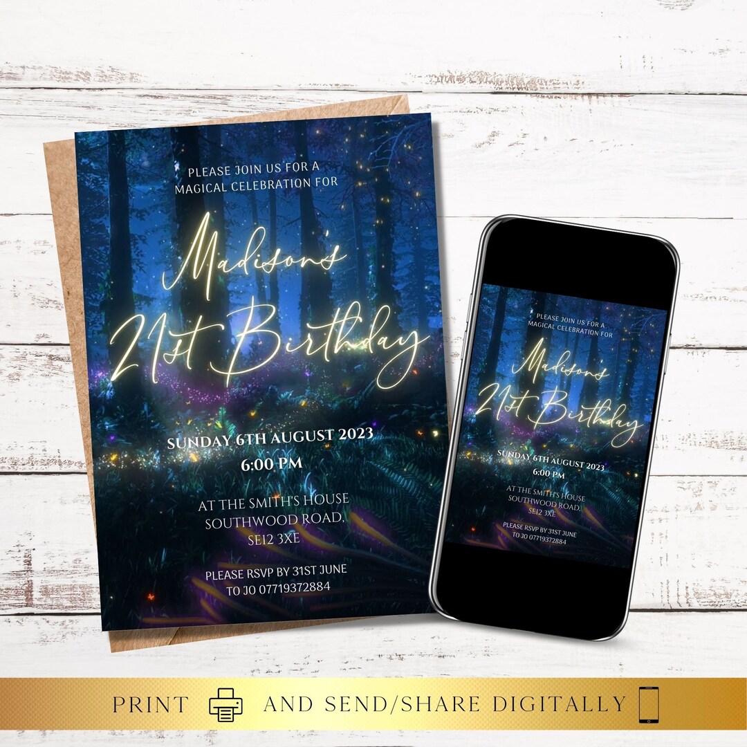 ANY TEXT Enchanted Garden Forest Invitation, Fairy Enchanted Forest ...