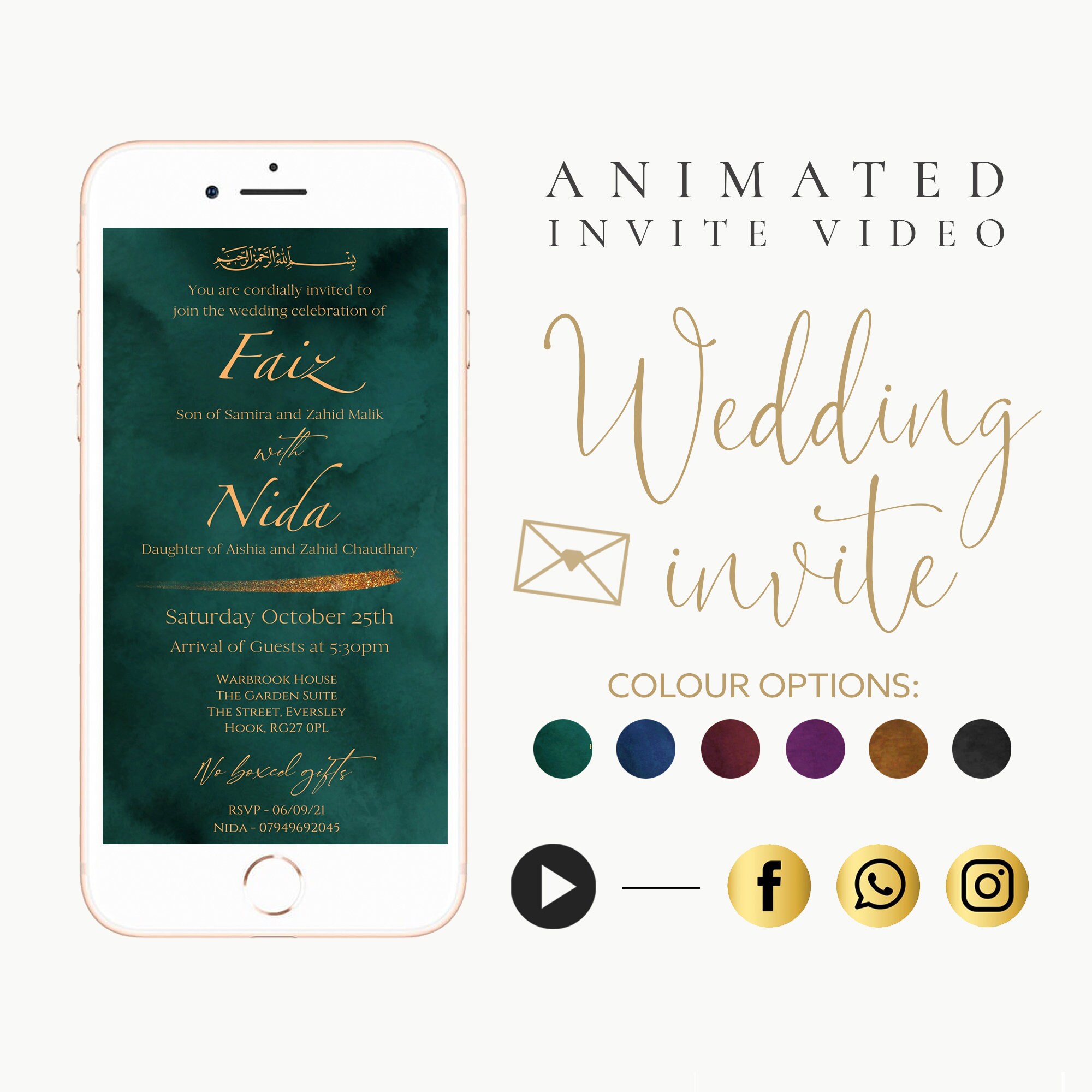 Editable Nikah invitation Animated Wedding Invite Template Islamic ...