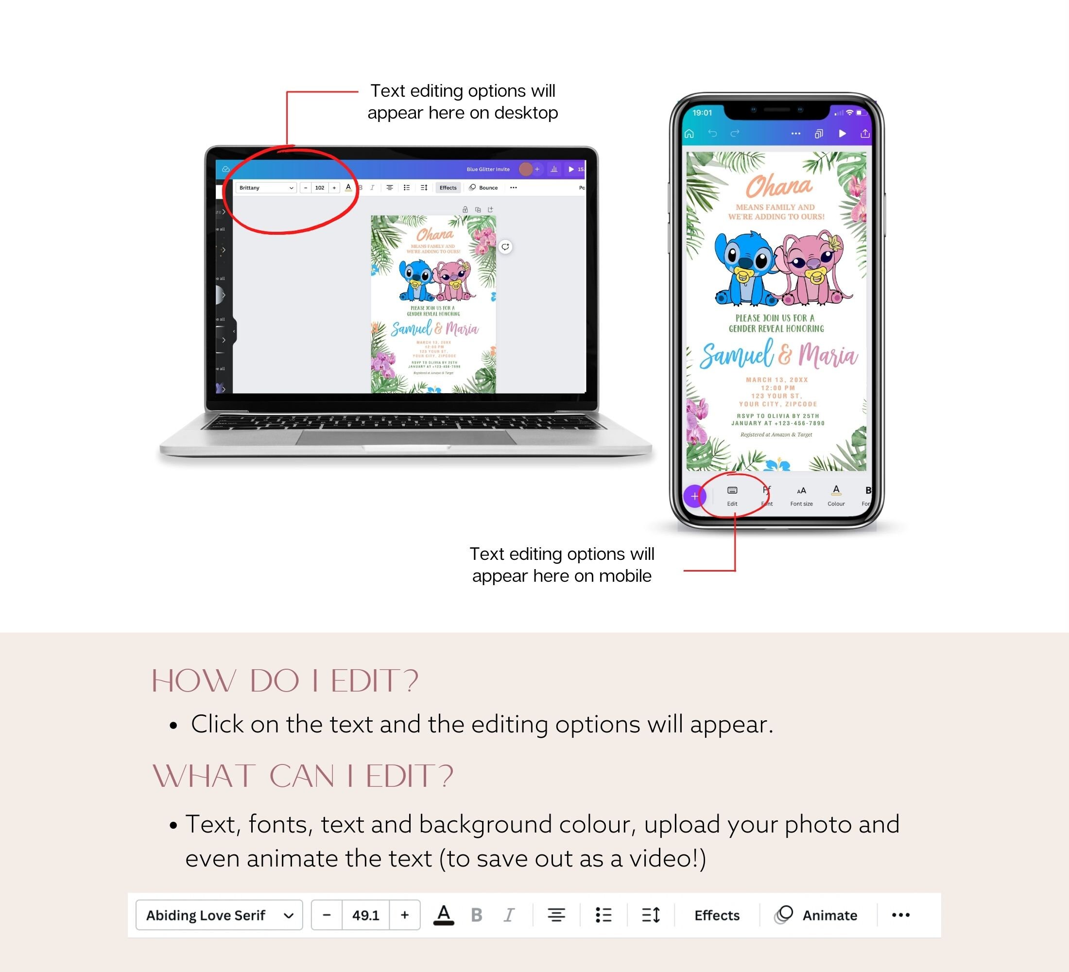 ANY TEXT Digital and Printable Invite Editable Template | Canva Self ...