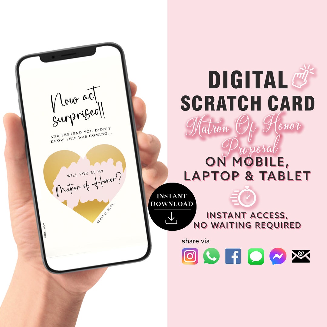 Matron of Honor Proposal Scratch Card | Digital Be My Matron of Honor ...